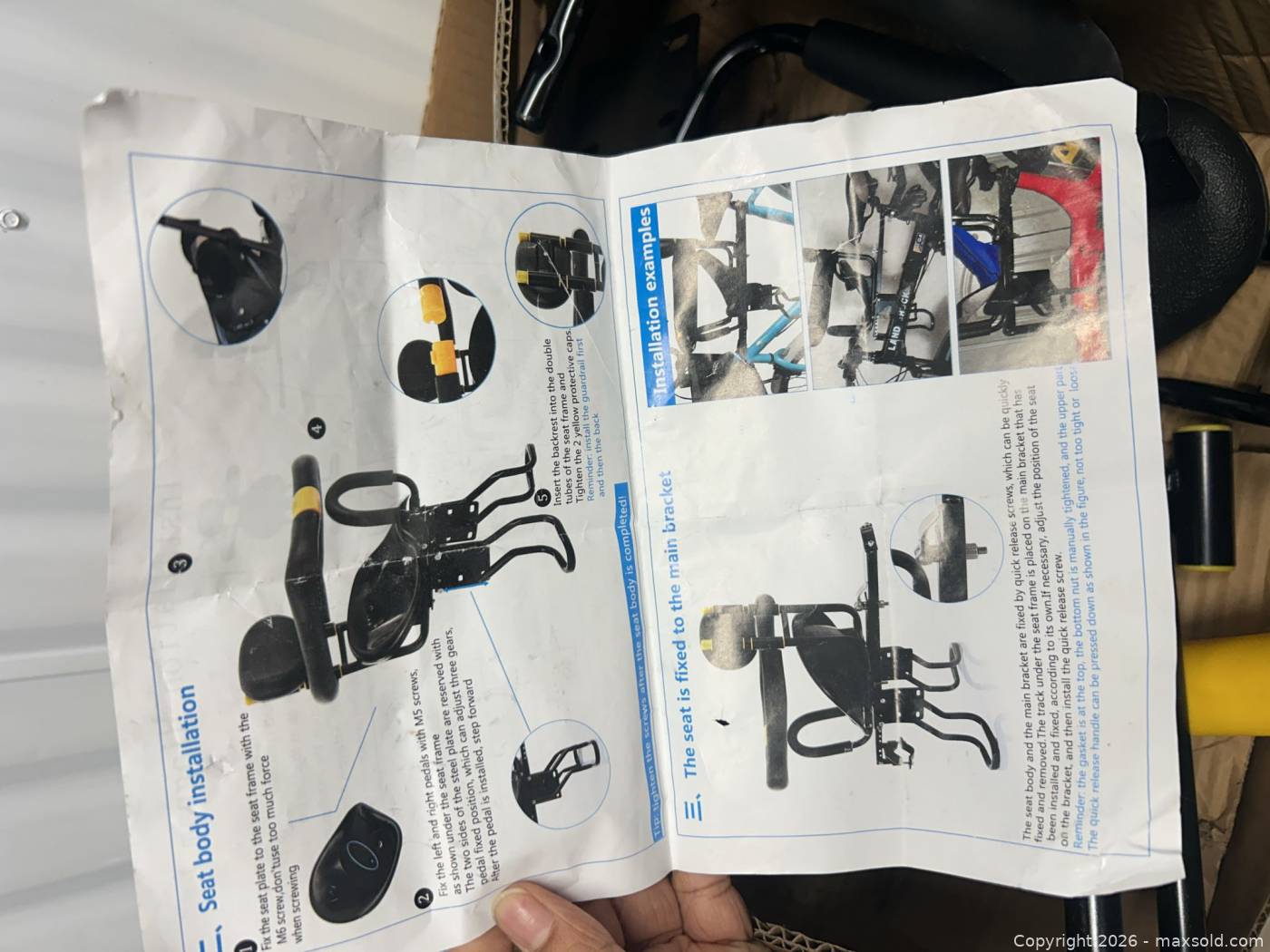 Child bicycle seat universal mount black yellow | Maxsold