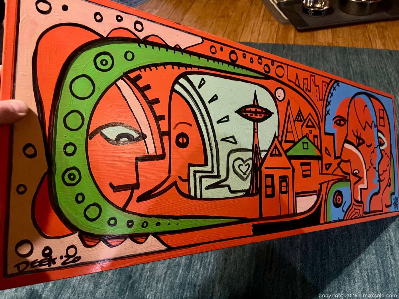 Derek Diedricksen signed ink & acrylic painting on plywood | Maxsold