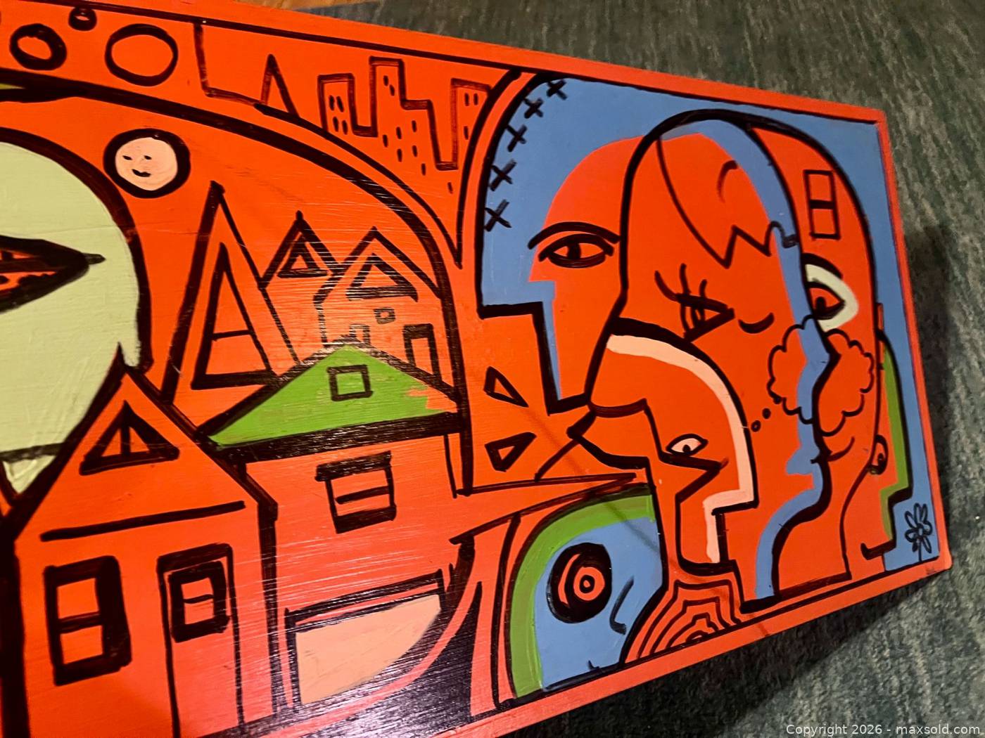 Derek Diedricksen signed ink & acrylic painting on plywood | Maxsold