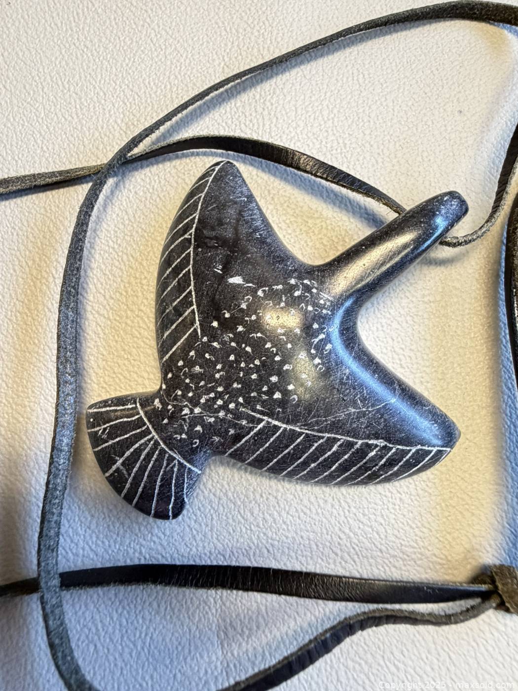 Vintage Signed Inuit Stone Bird Pendant Necklace | Maxsold