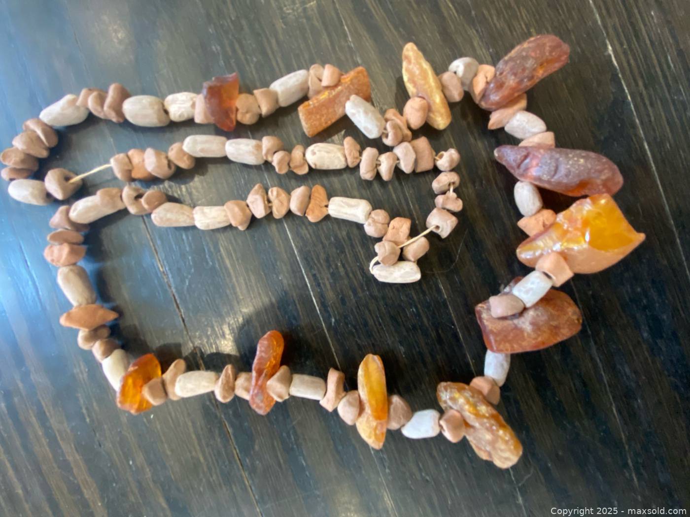 Vintage Amber Stone Bead Necklace | Maxsold