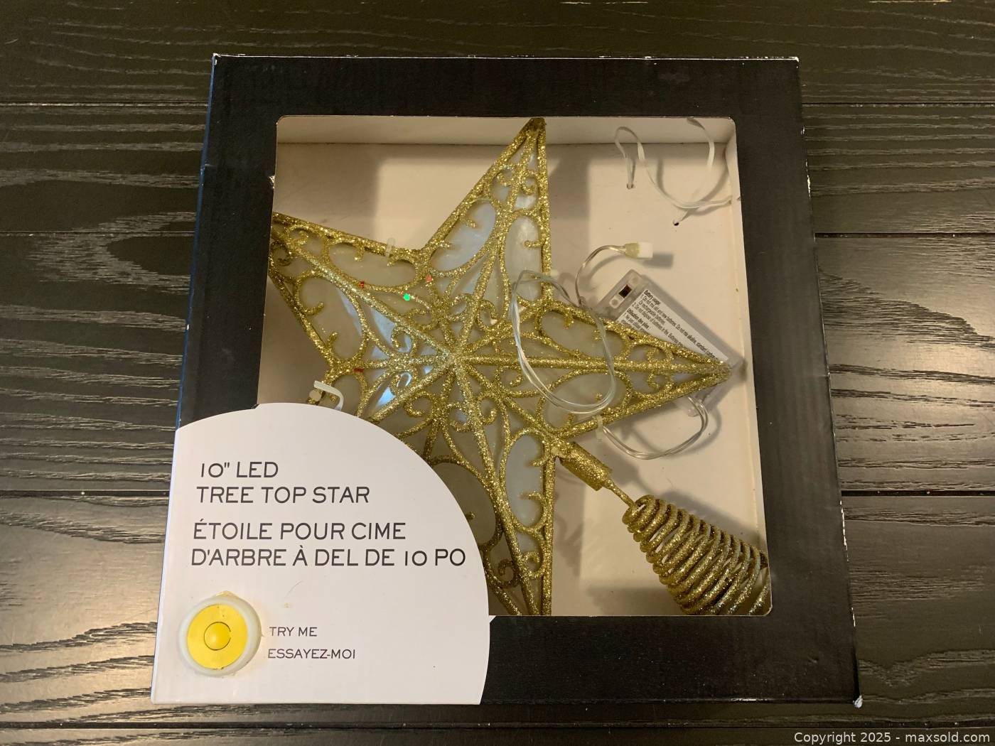 Gold Glitter LED Star Tree Topper 10 in | Maxsold