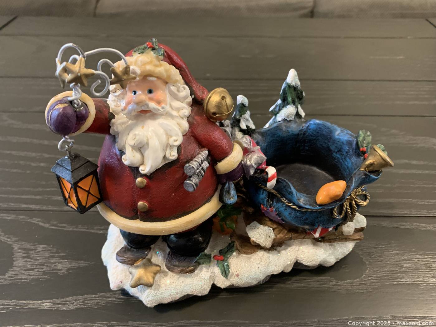 Painted Resin Santa Figurine With Candy Dish | Maxsold