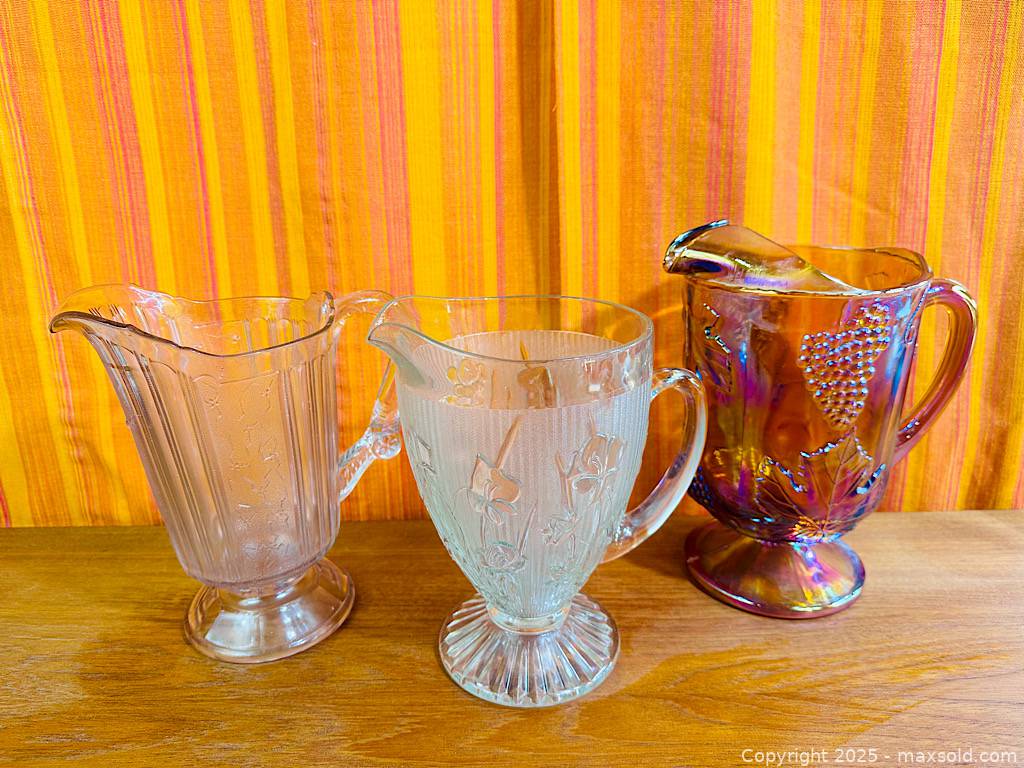 Vintage Depression And Carnival Glass Pitchers | Maxsold