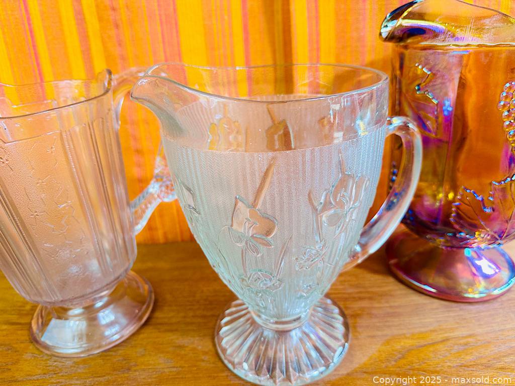 Vintage Depression And Carnival Glass Pitchers | Maxsold