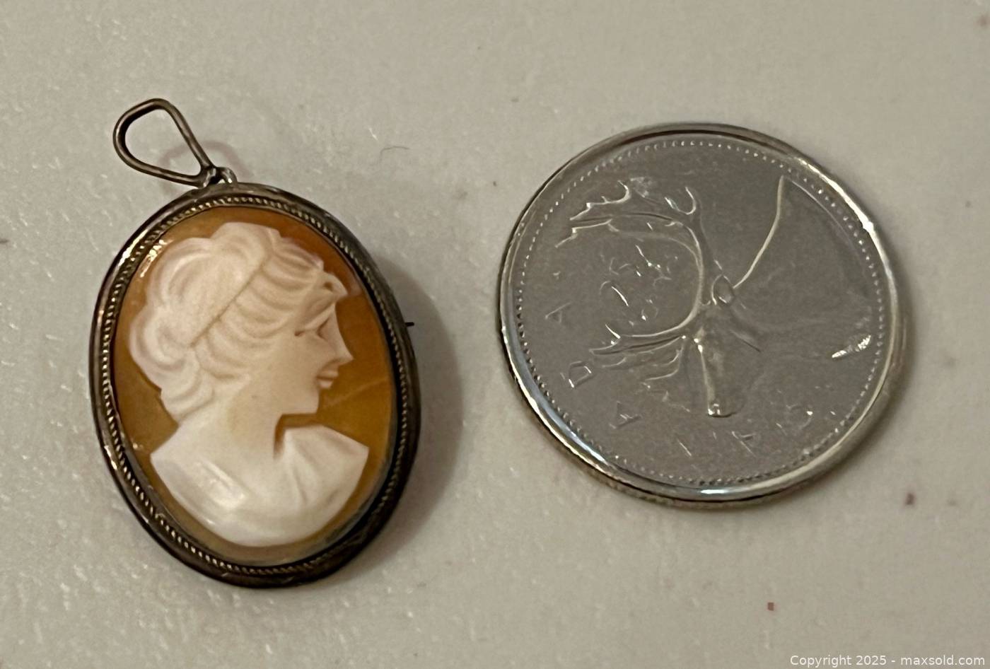 Antique 800 silver shell cameo brooch pin | Maxsold