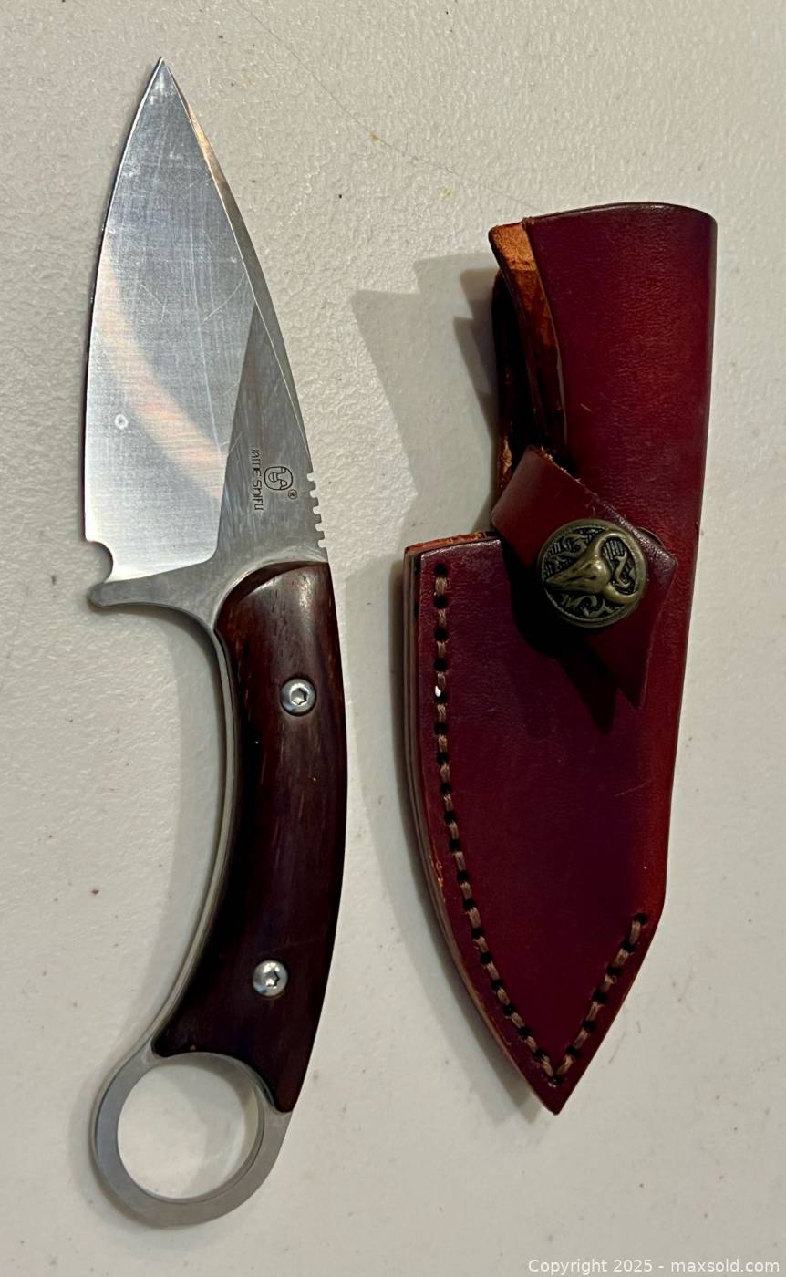 Shifu Sandvik steel fixed-blade knife with leather sheath | Maxsold