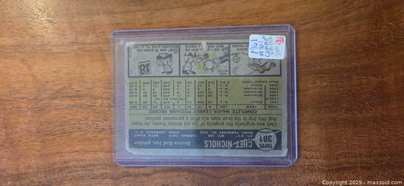 1961 Topps #307 Chet Nichols baseball card | Maxsold