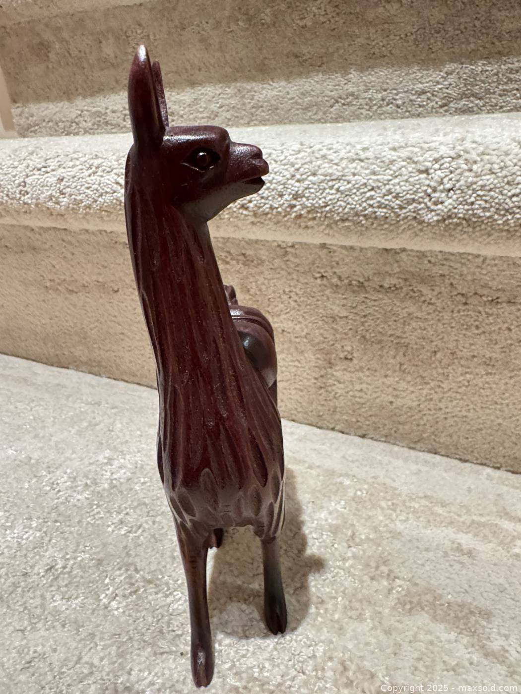 Hand-Carved Wooden Llama Figurine 10" | Maxsold