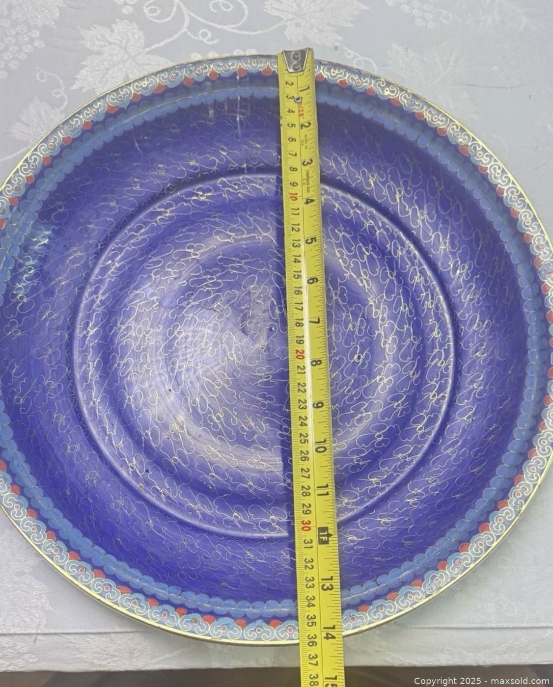 19" cloisonné enamel peony chafing dish | Maxsold