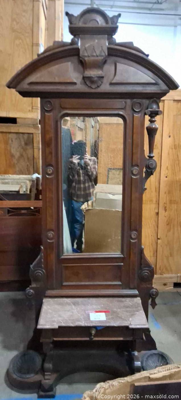 Victorian Renaissance hall tree with mirror | Maxsold