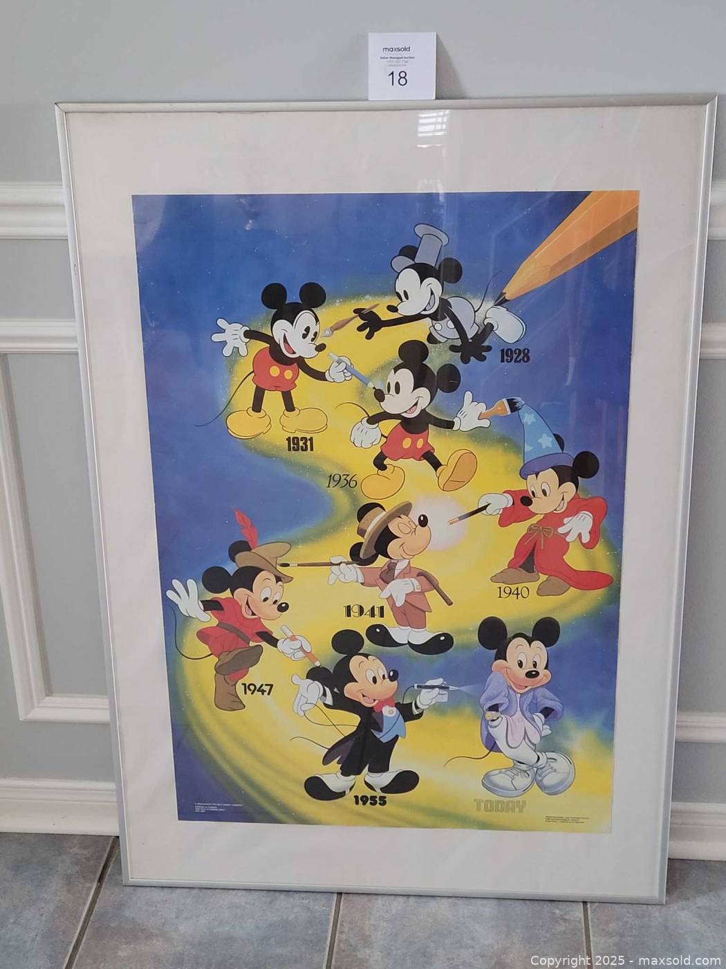1988 Mickey Mouse Generations Through The Years framed poster | Maxsold