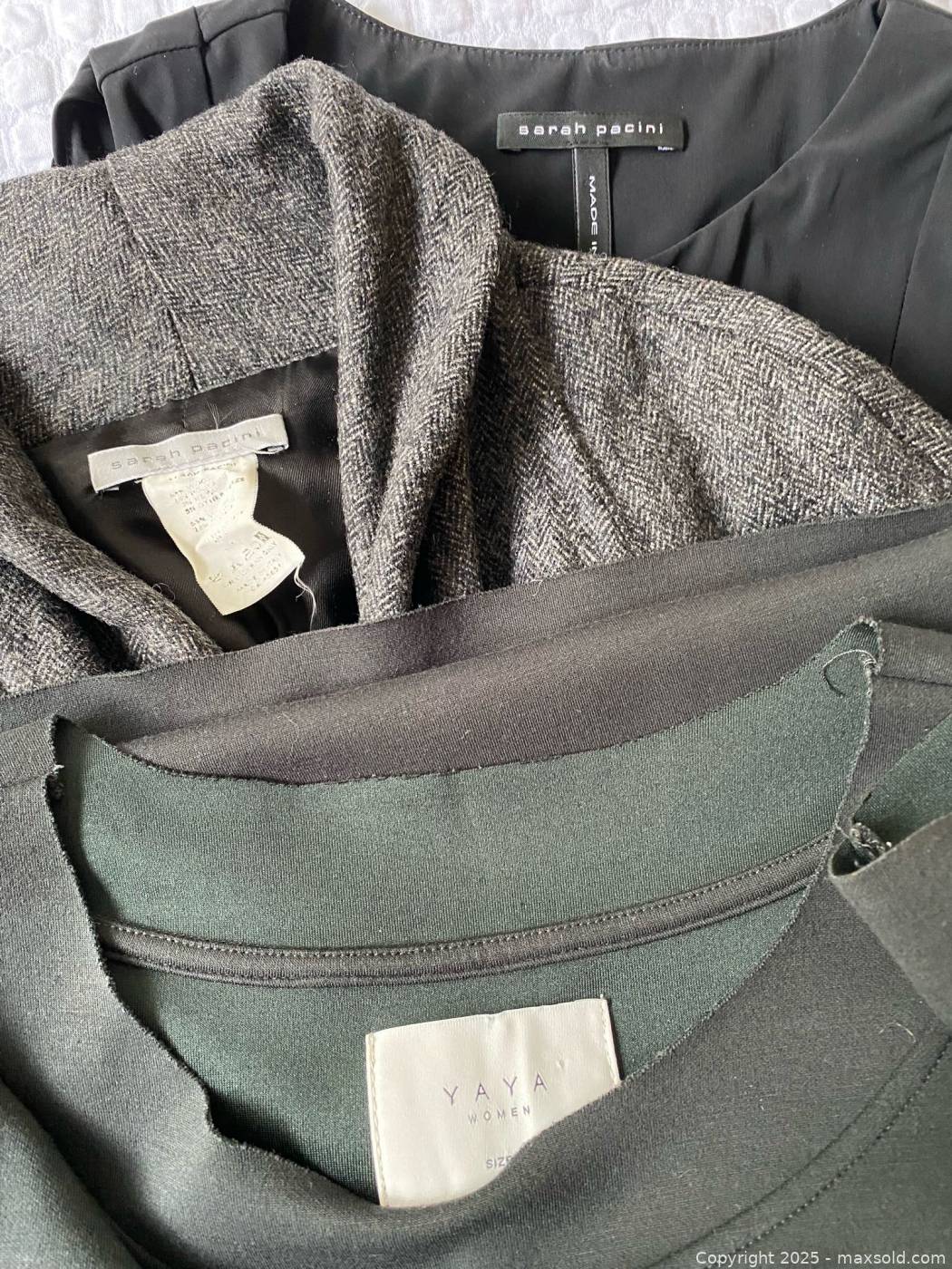 Sarah Pacini dress, YAYA dress, herringbone wool-blend jacket | Maxsold