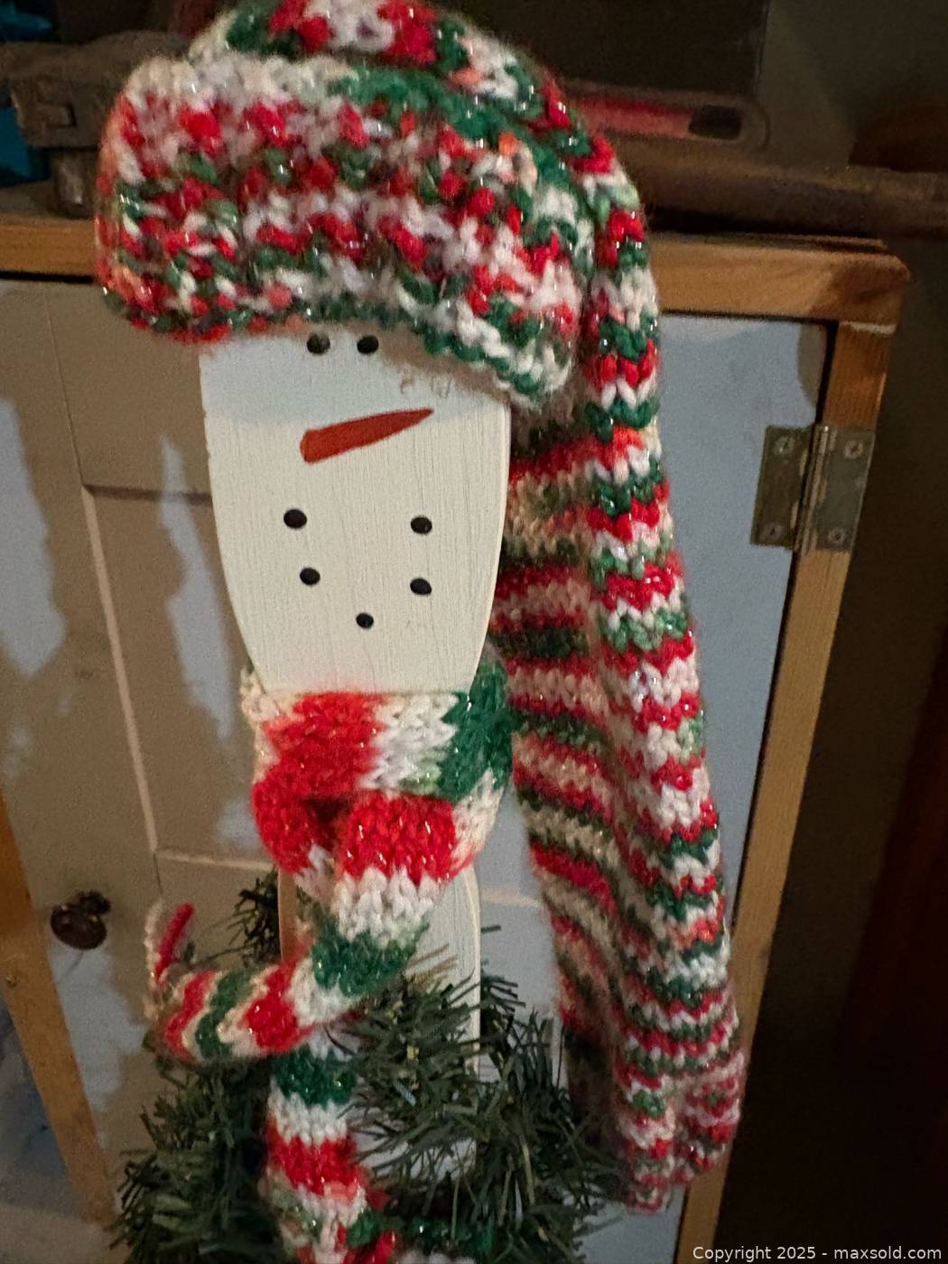 Handcrafted Wooden Snowman Post Decoration | Maxsold