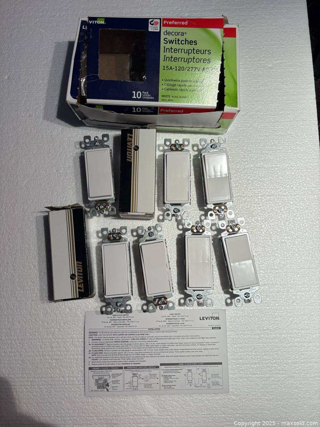 Leviton Decora Rocker Light Switches, 10-Pack | Maxsold