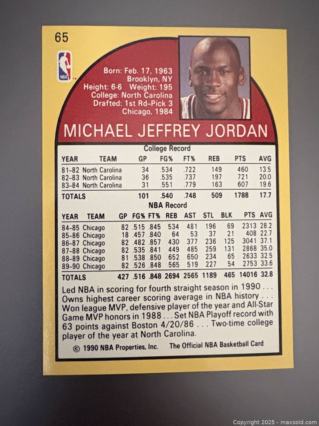 1990 NBA Hoops Michael Jordan #65 card | Maxsold