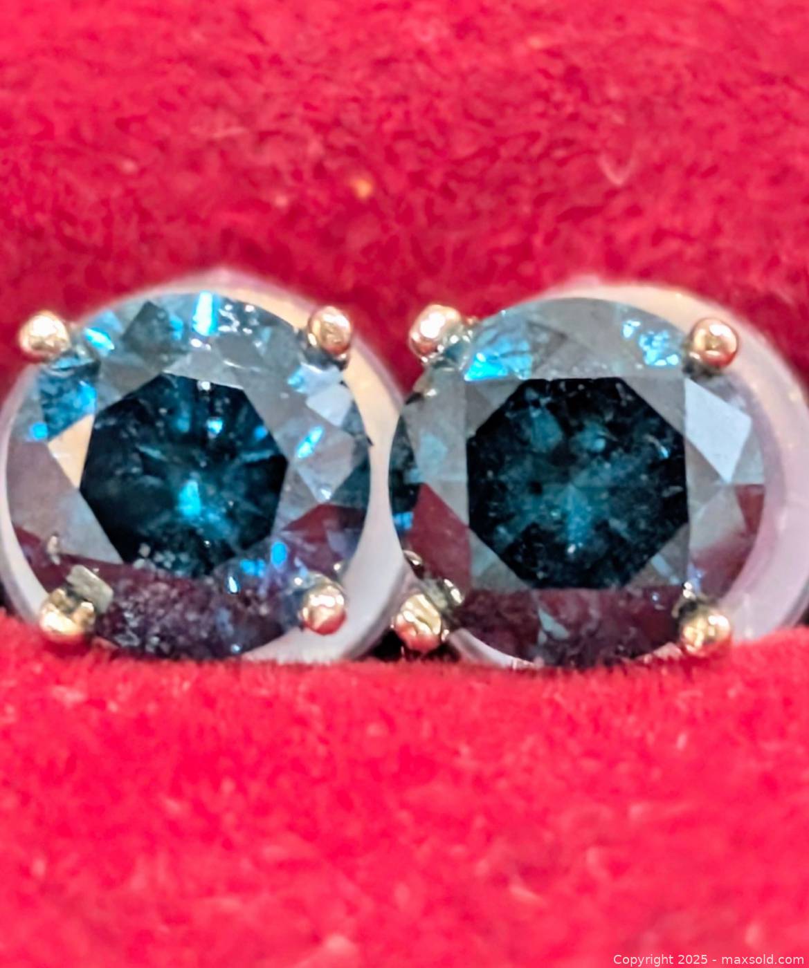 Certified 14K Blue Diamond Stud Earrings | Maxsold