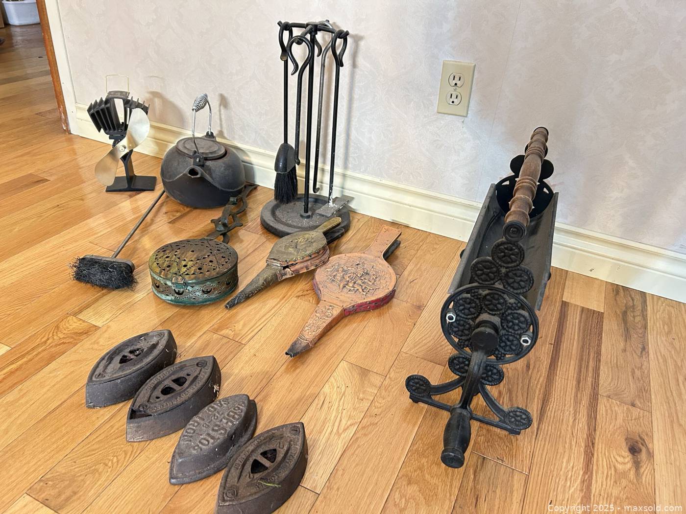 Mixed Vintage Cast Iron and Brass Hearth Tools | Maxsold