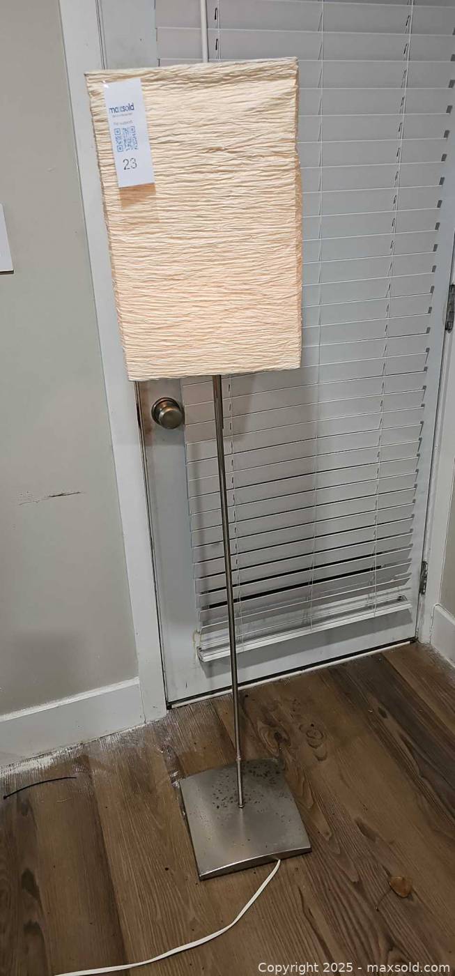 Floor lamp with rectangular fabric shade | Maxsold