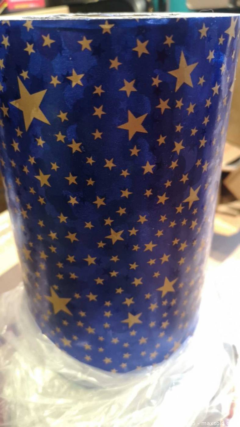 Large blue holographic gift wrap roll with gold stars and homemade ...
