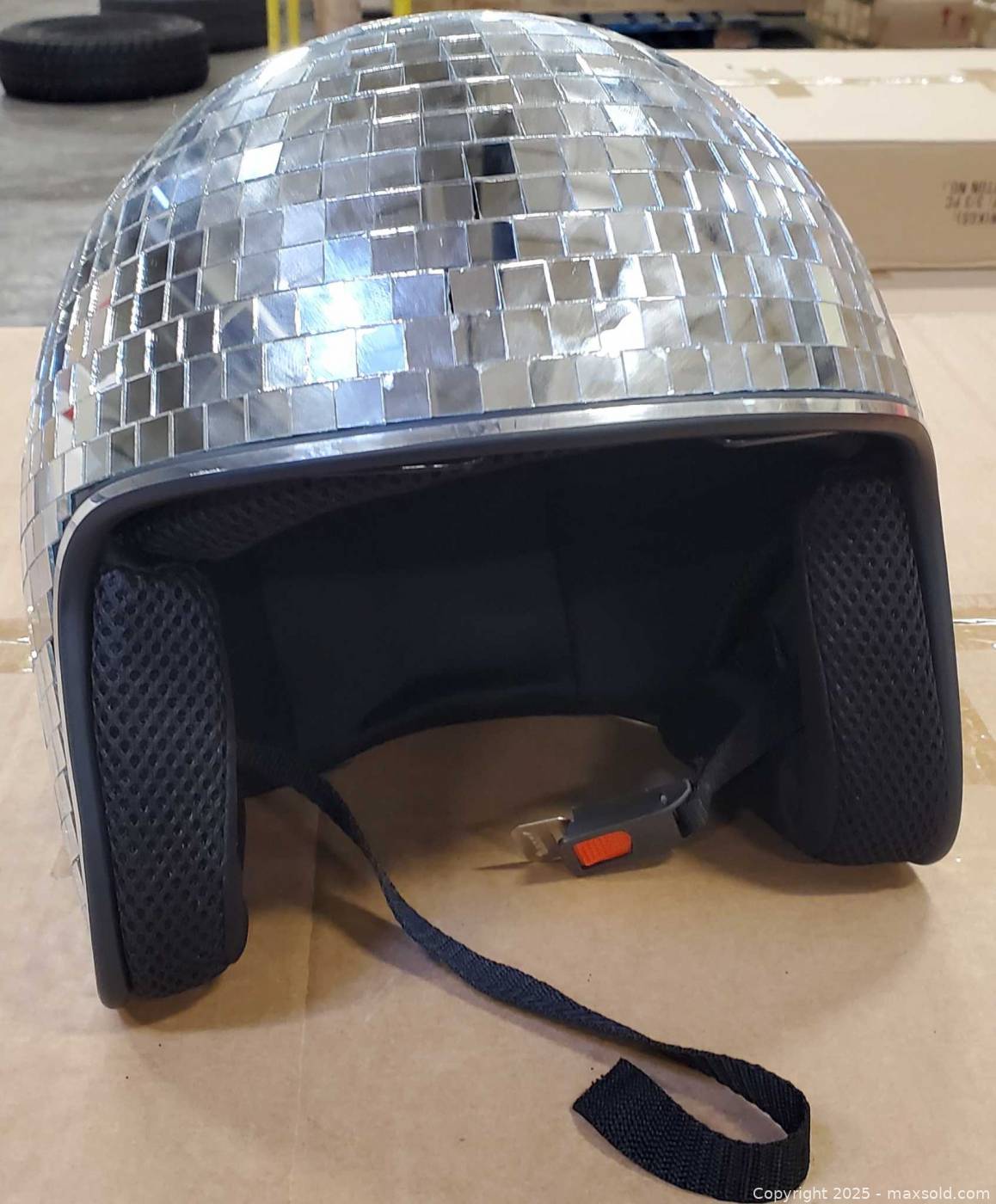 Silver Mirrored Disco-Style Open-Face Helmet | Maxsold