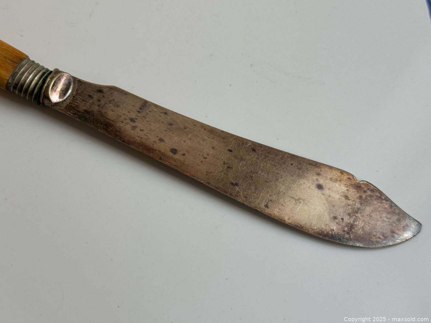 Antique John Batt & Sons silver-plated fish knives set in fitted wooden ...