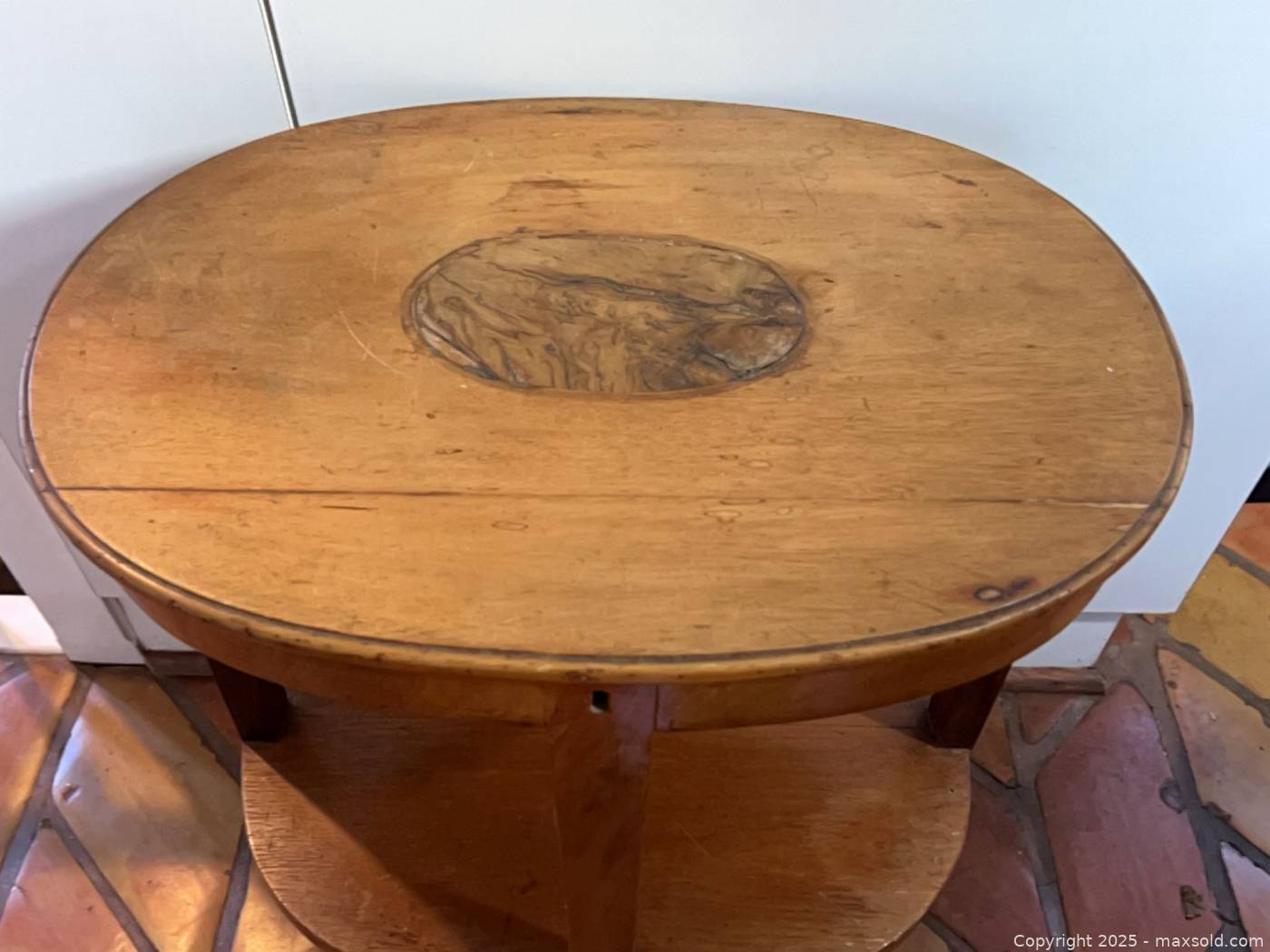 Two Tier Oval Walnut Table | Maxsold