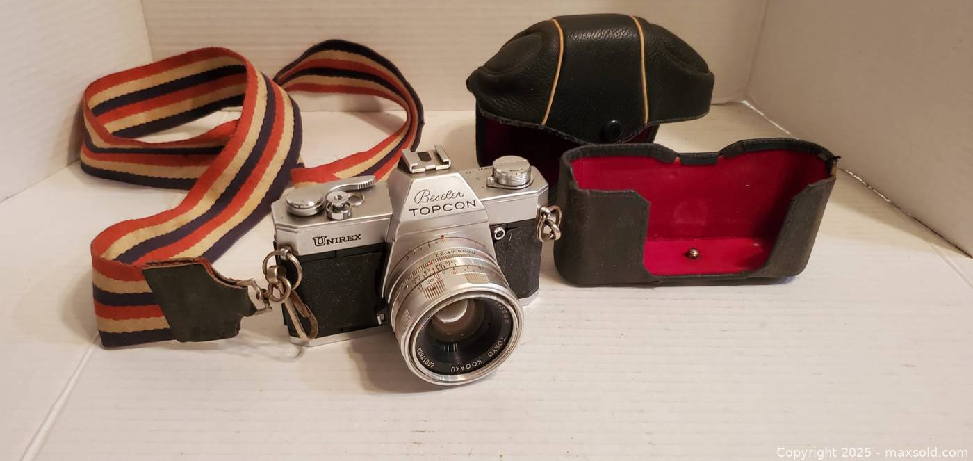 Beseler Topcon Unirex SLR Film Camera With Topcor 50mm Lens And Case ...