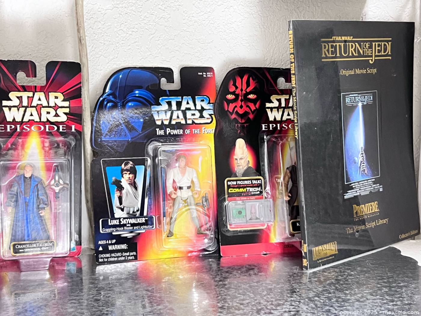 Star Wars Return of the Jedi sealed script and 3 sealed action figures ...