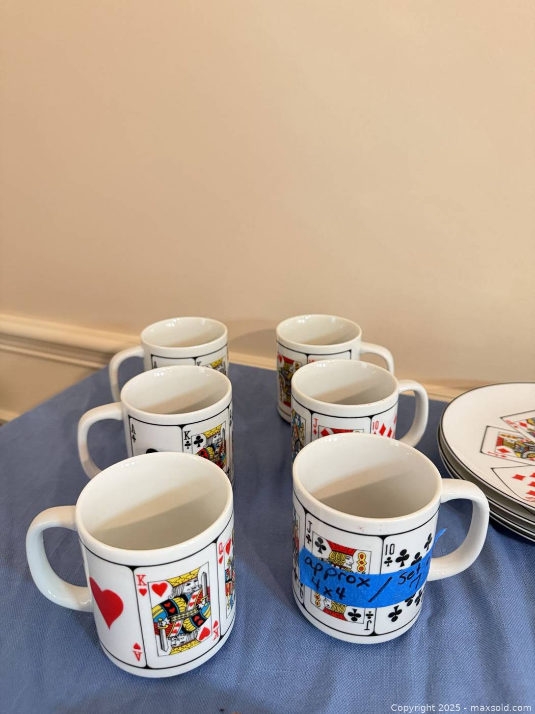 Playing-card Plates & Mugs, Checkered Plates, Wooden Suit Bowls | Maxsold