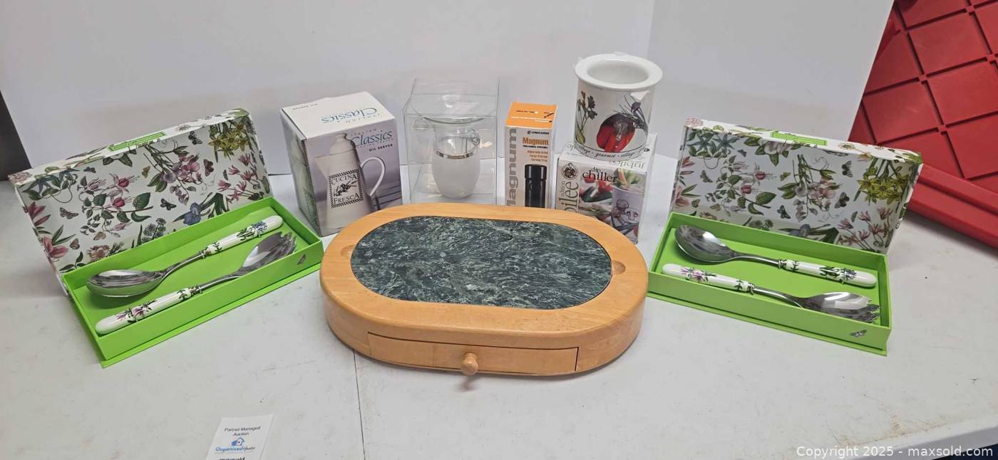 Sabatier wood & marble cheese board, Unicorn peppermill, dip chiller ...