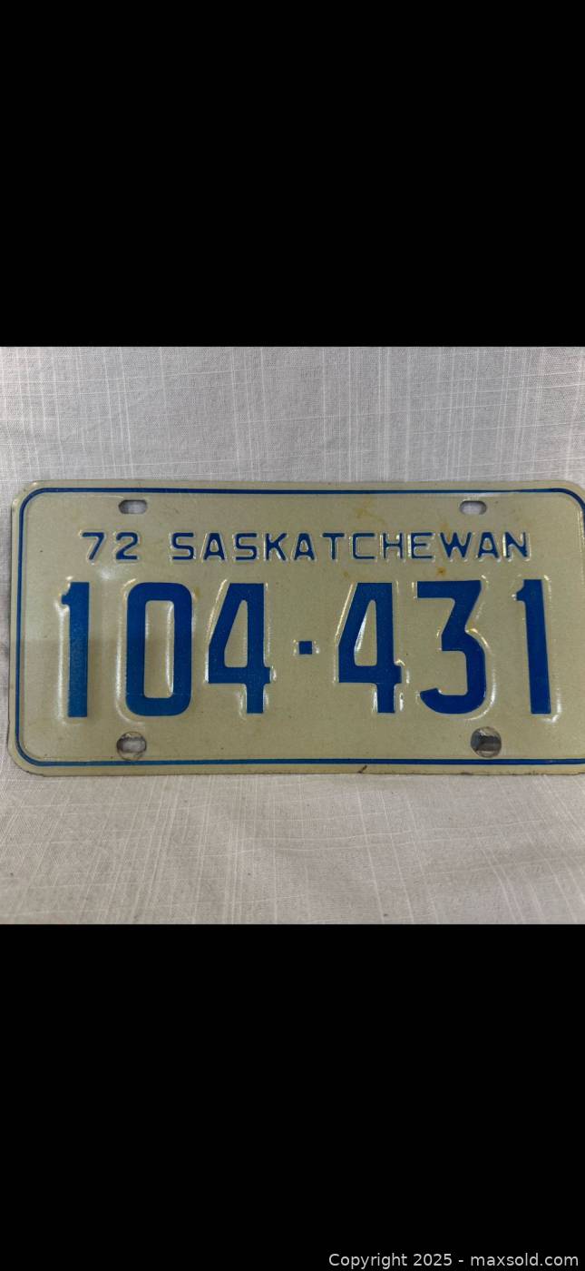 Vintage 1972 Saskatchewan license plate | Maxsold
