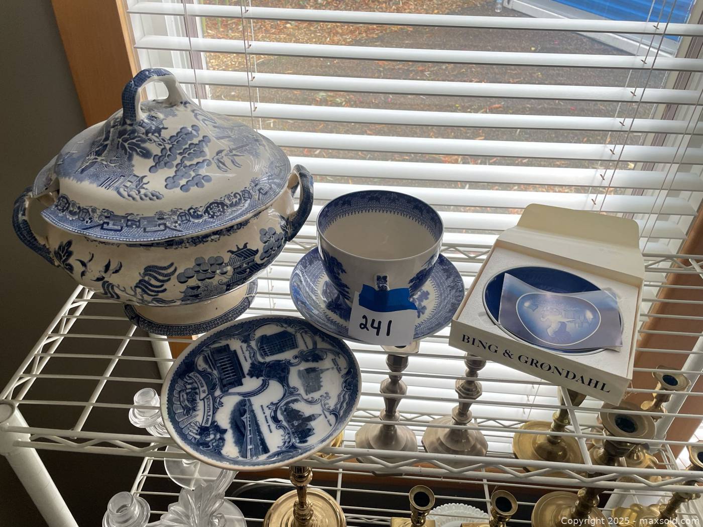 Royal Cauldon blue transferware tureen, cup & plates | Maxsold