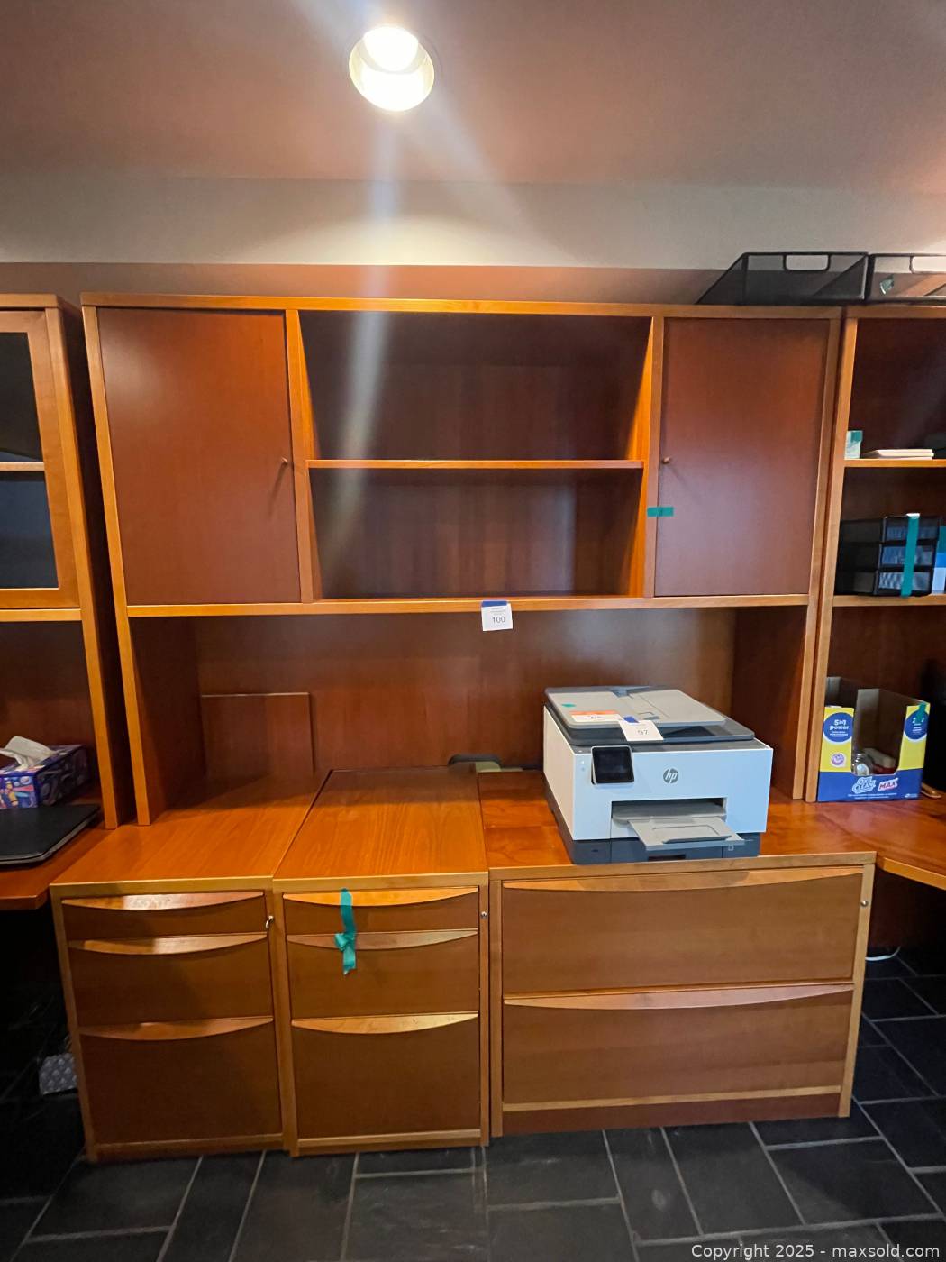 Scan Furniture teak wall unit with desk and two lateral file cabinets ...