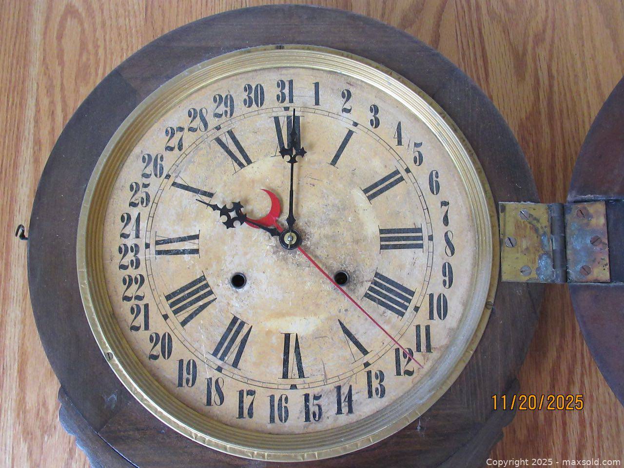 E. Ingraham "Dew Drop" calendar wall clock | Maxsold