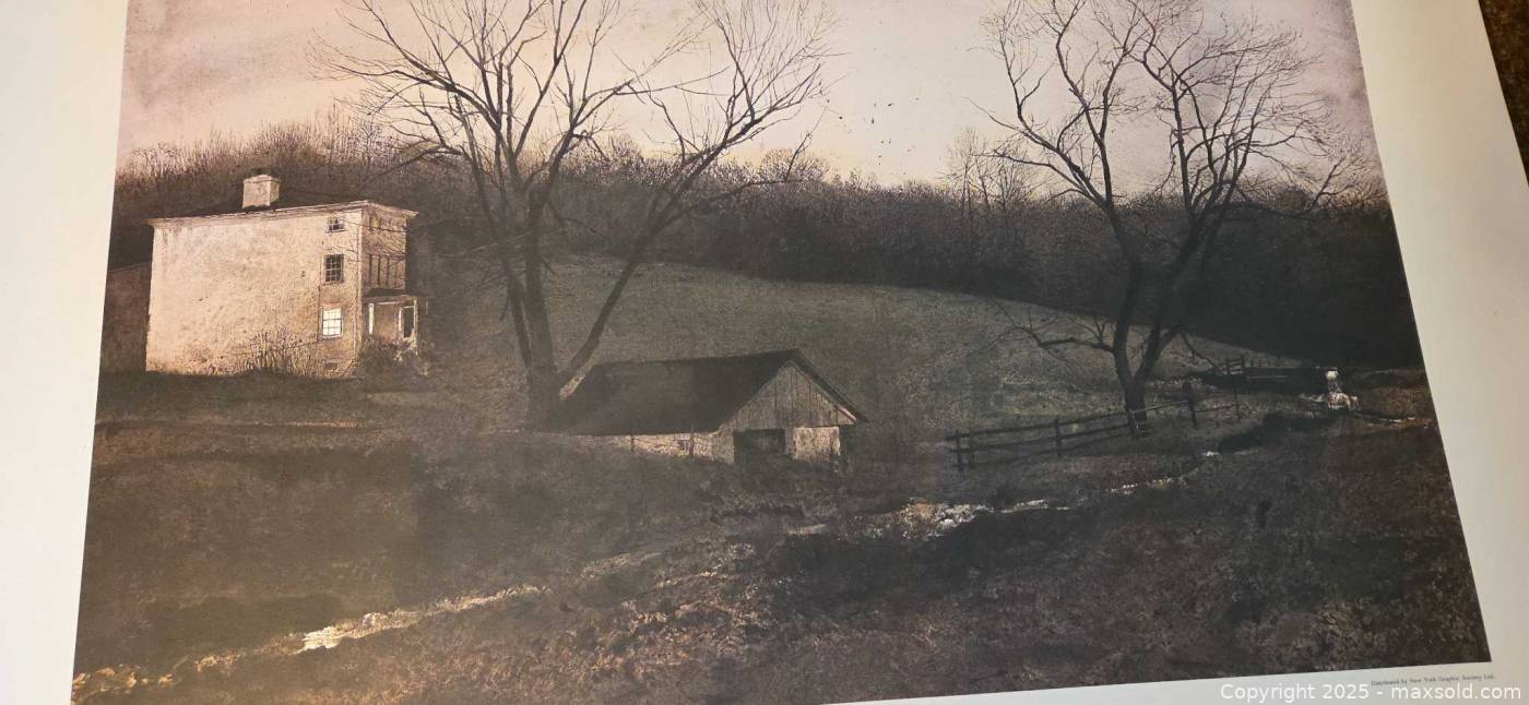 Andrew Wyeth “Evening at Kuerners” and Peter Sculthorpe farm scene ...