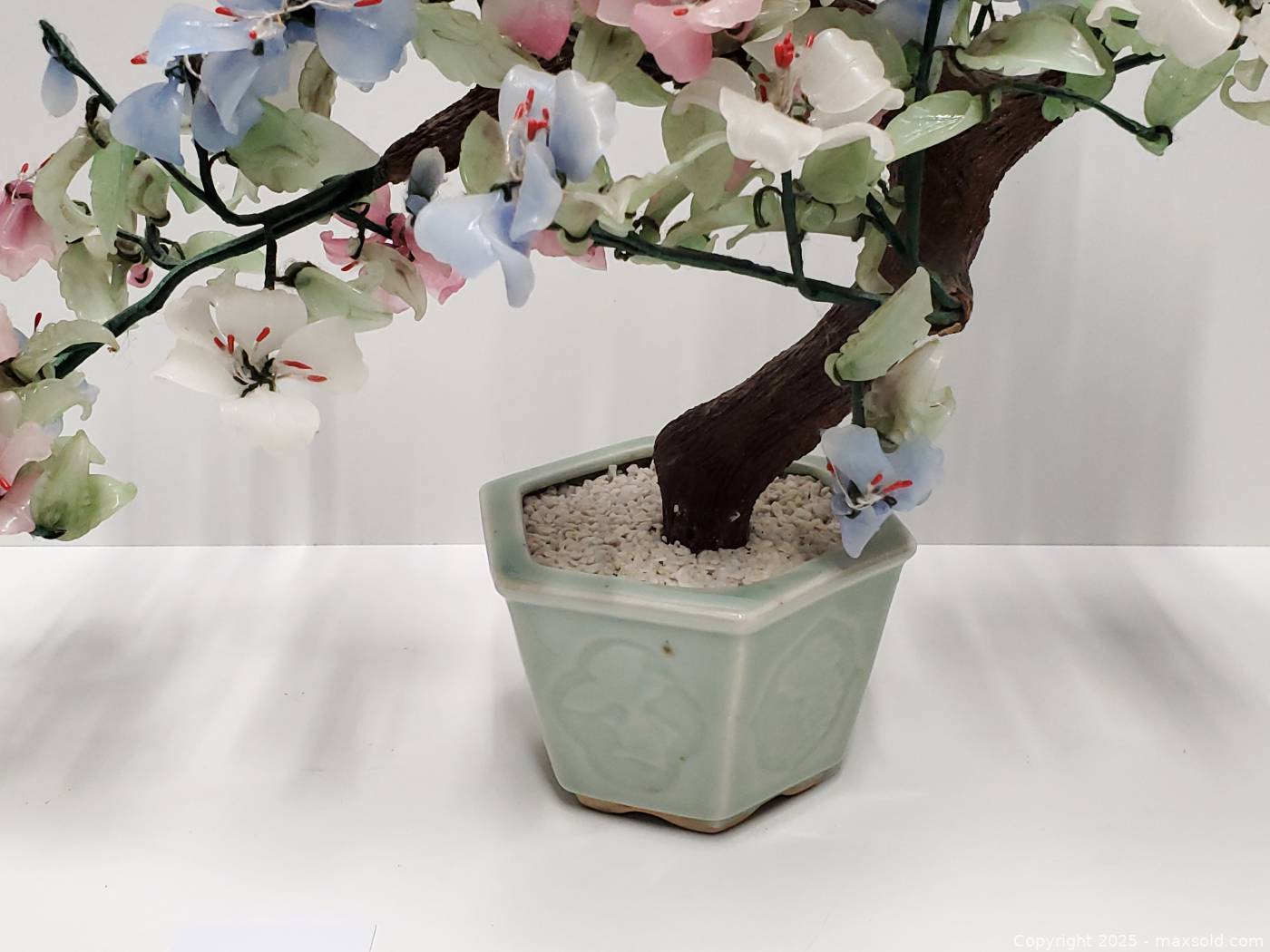 Chinese Glass Jade Stone Bonsai Tree Sculpture | Maxsold