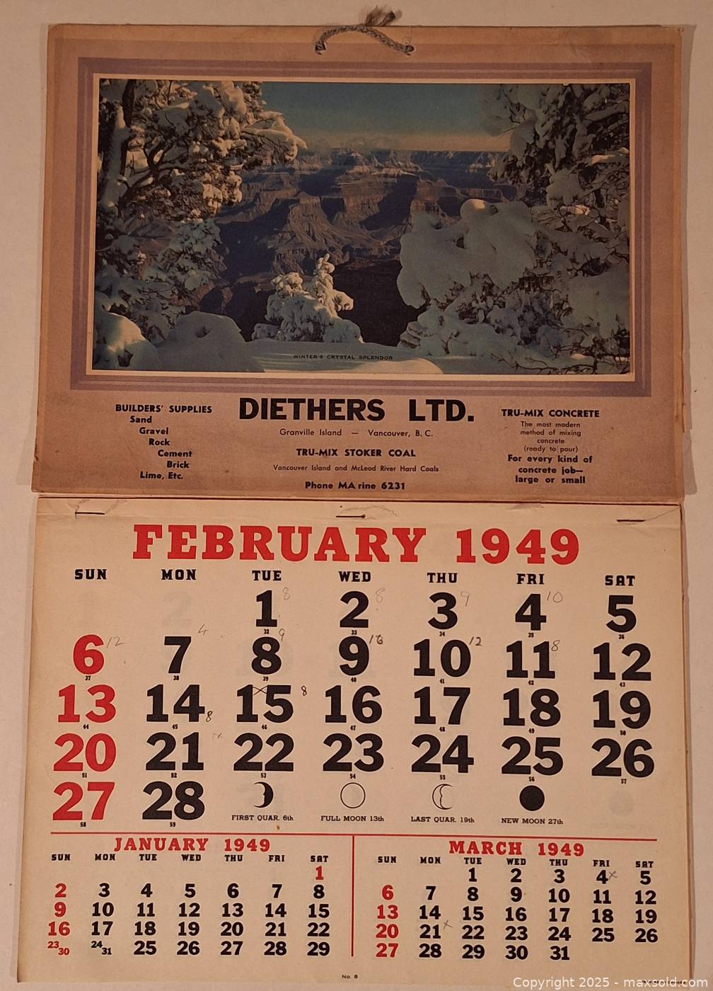 Vintage calendars 1949-1983, 8 pieces | Maxsold