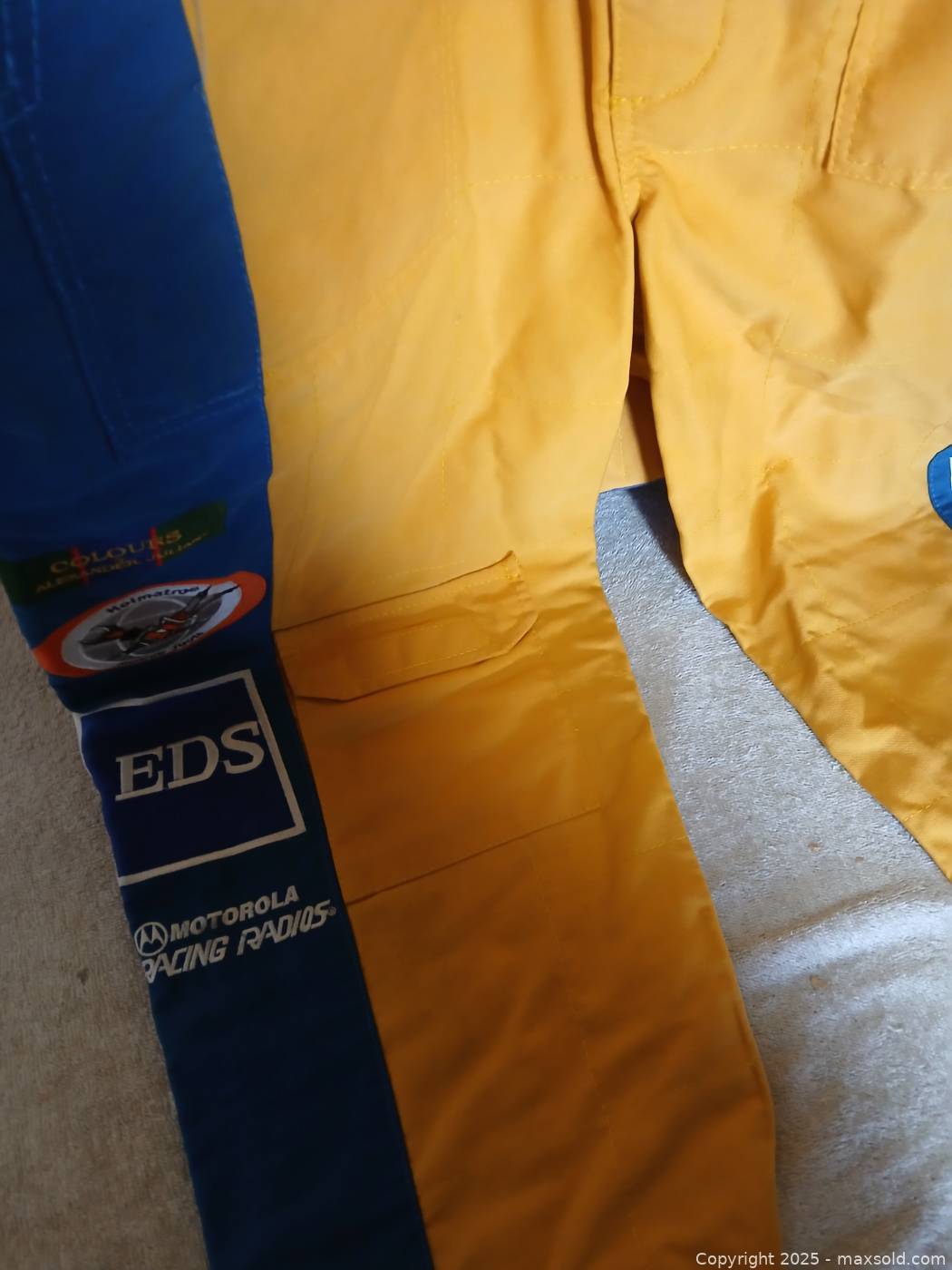 Simpson IndyCar yellow blue fire suit & balaclava | Maxsold