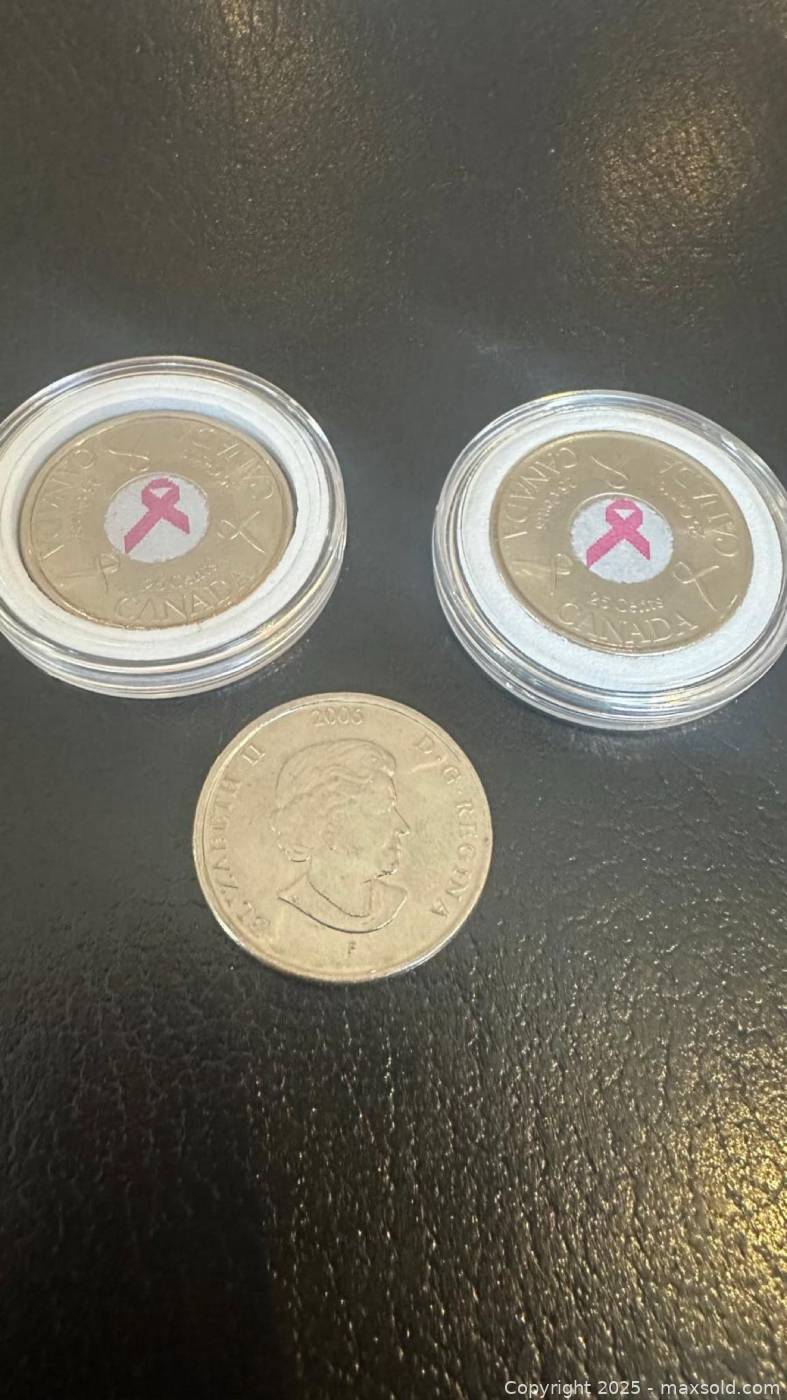3x 2006 Canada 25¢ Pink Ribbon Coins AU | Maxsold