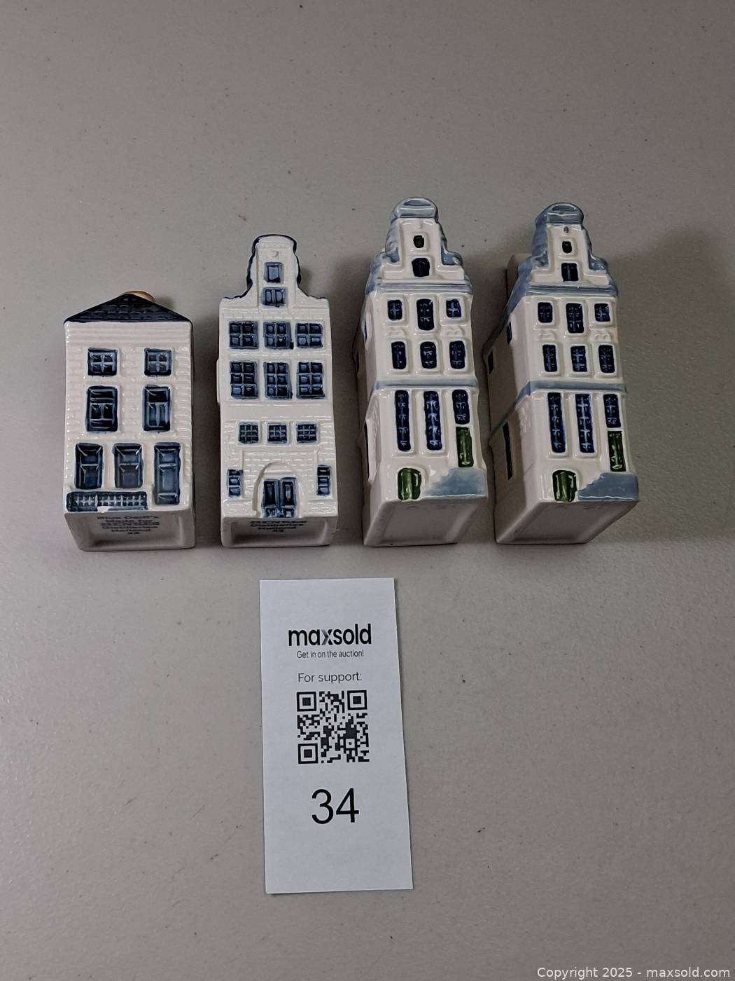 Delft Blue KLM miniature canal houses 4pc | Maxsold