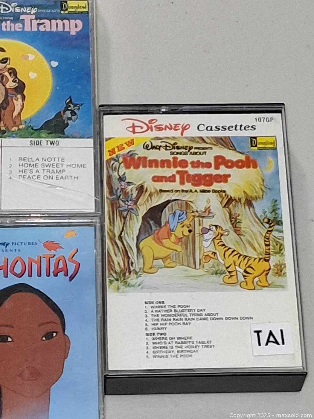 Disney cassette tapes: Pocahontas; Lady and the Tramp; Winnie the Pooh ...