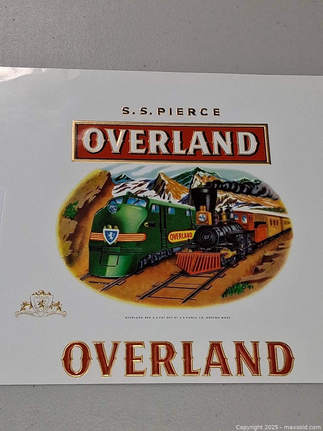 S.S. Pierce Overland cigar box label | Maxsold