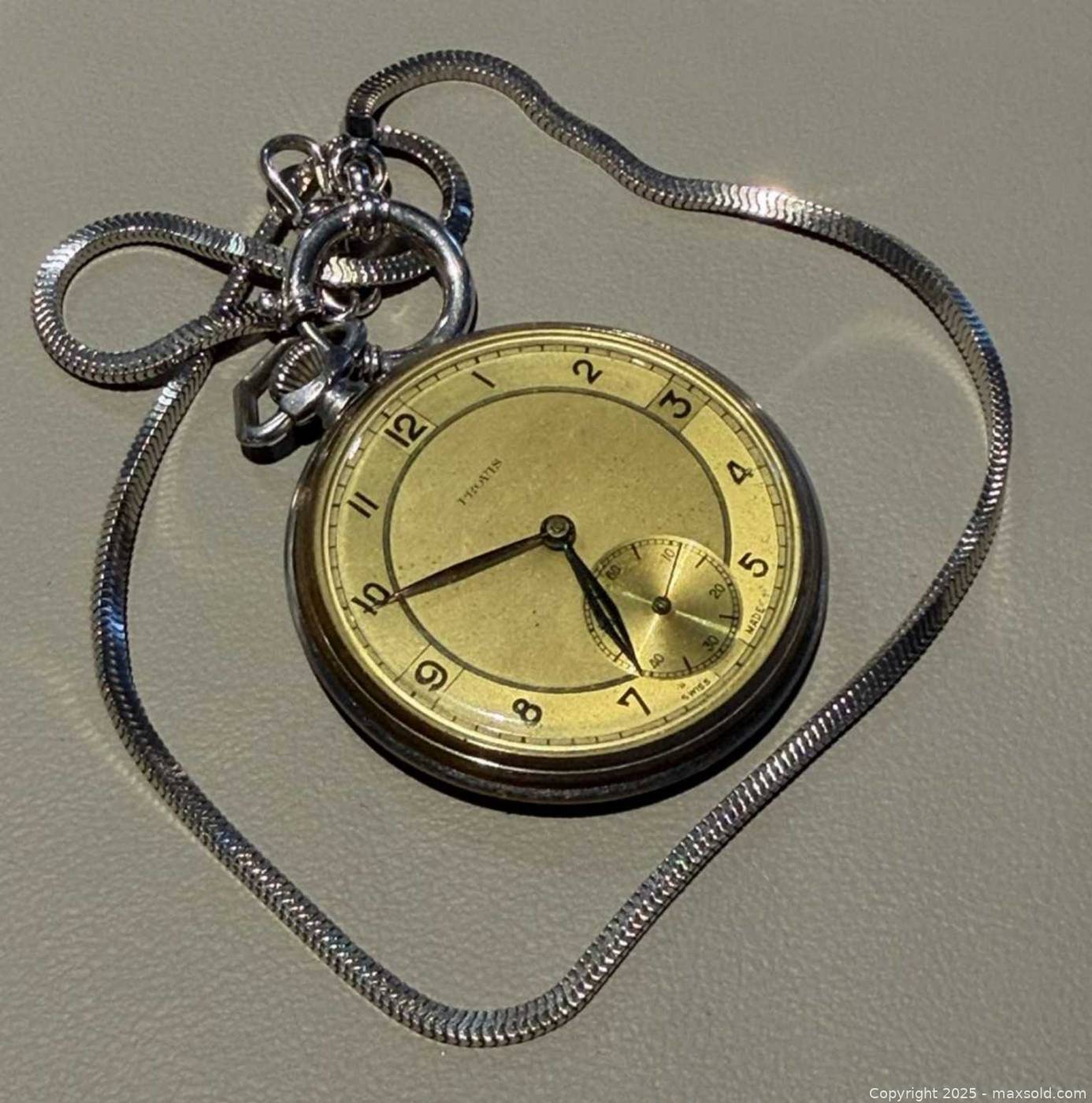 Provis Swiss 15-jewel pocket watch with chain | Maxsold