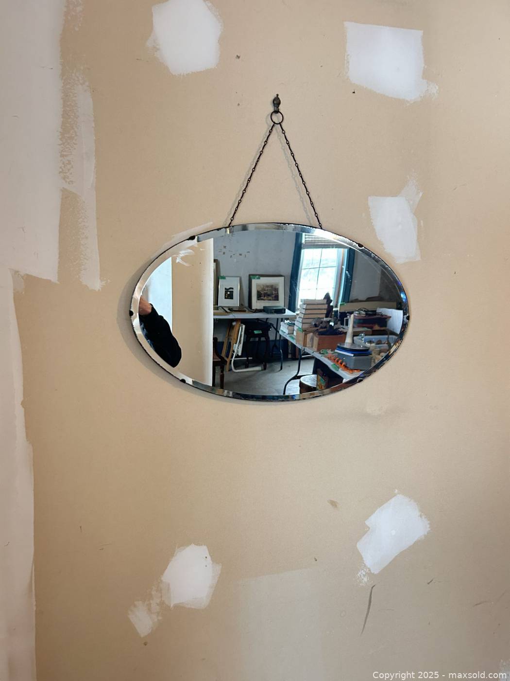 Wood Demi-Lune Console Table and Oval Mirror | Maxsold