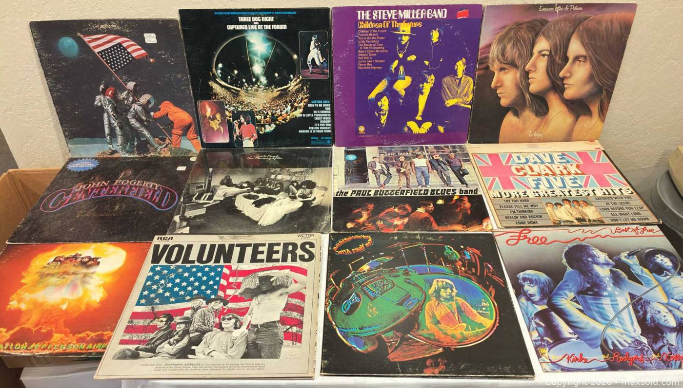 12 vintage classic-rock vinyl LP records | Maxsold