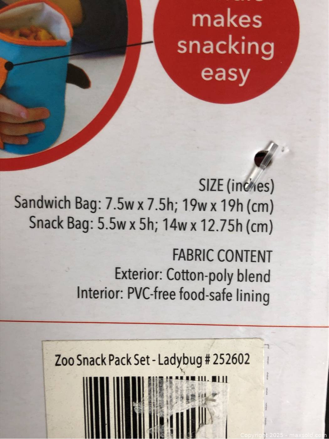 Skip Hop Zoo Ladybug reusable sandwich & snack bag set | Maxsold