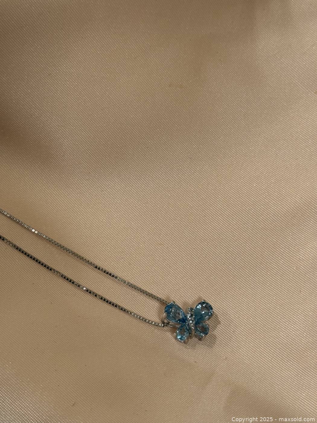 Vintage Blue Topaz Flower And Butterfly Necklaces | Maxsold
