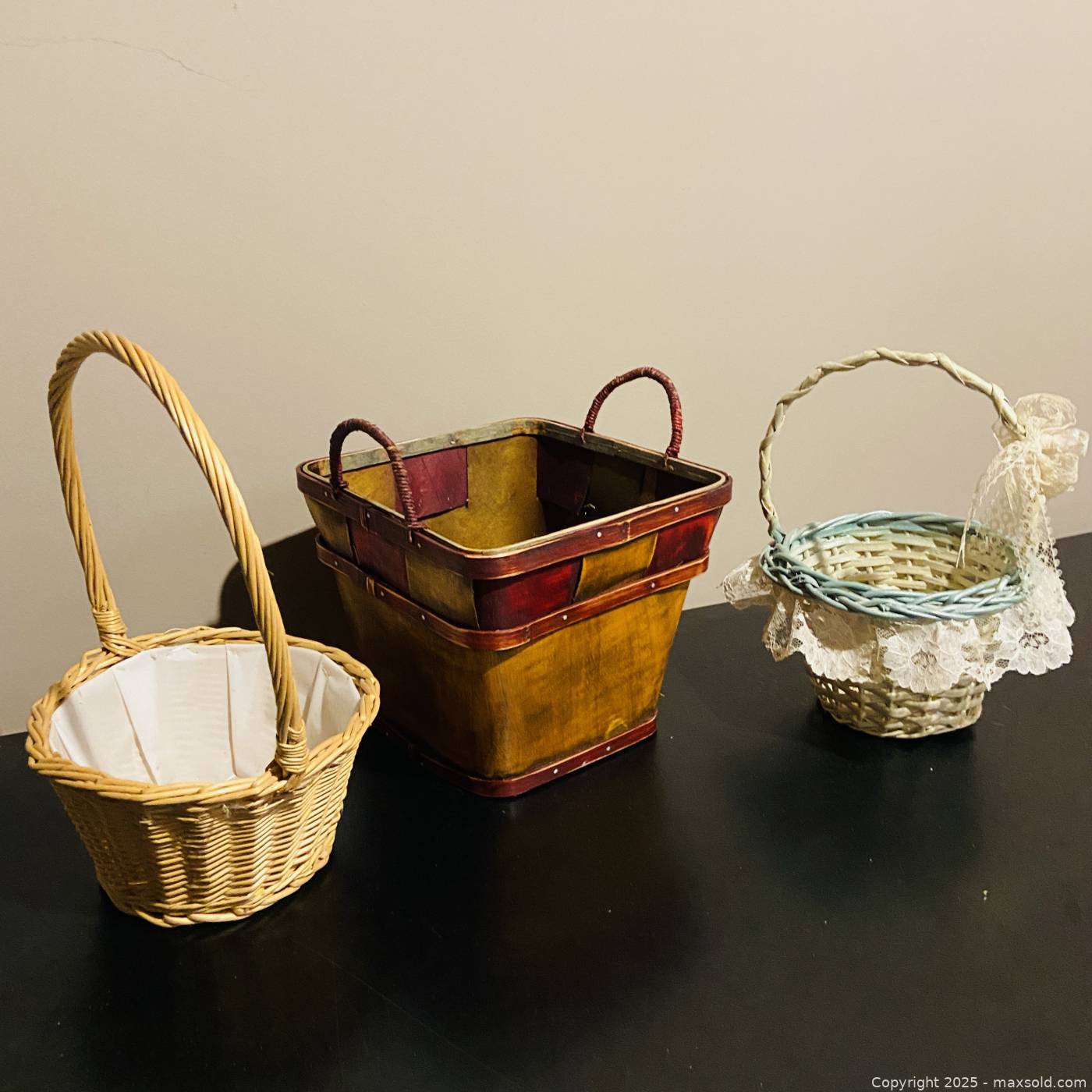 Assorted Wicker And Wooden Baskets | Maxsold