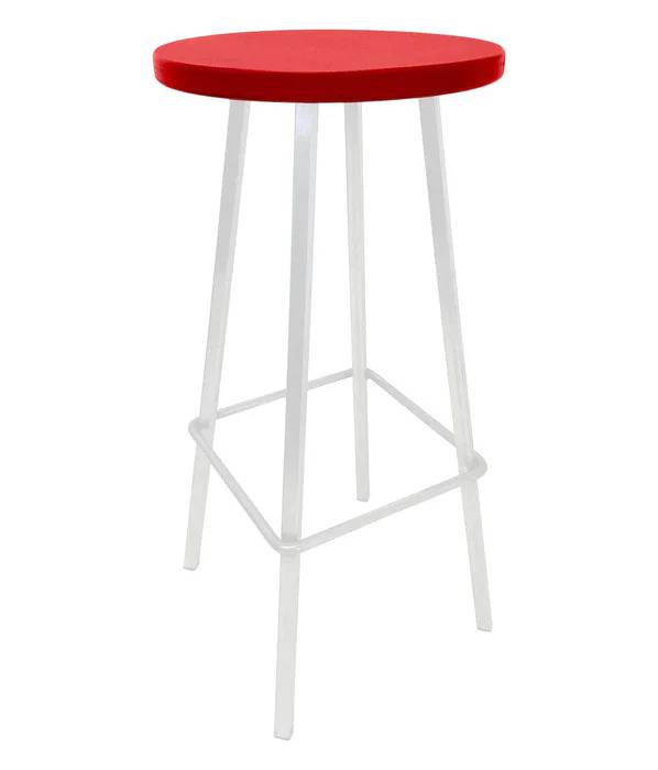 Red Resin Bar Stool With White Legs | Maxsold